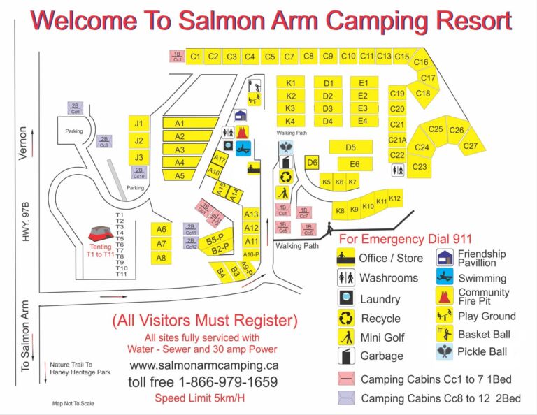 Campsite Map - Salmon Arm Camping Resort